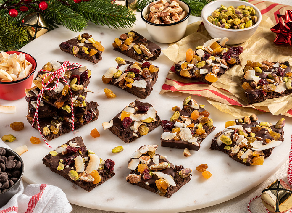 Dried Fruit and Nut Dark Chocolate Bark - Crunch
